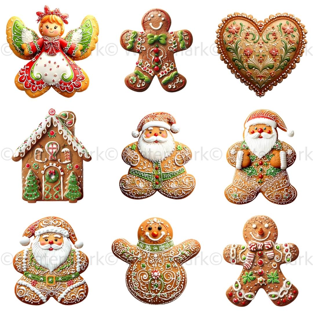 Christmas Gingerbread Cookies PNG Clipart: Holiday Designs (digital ...