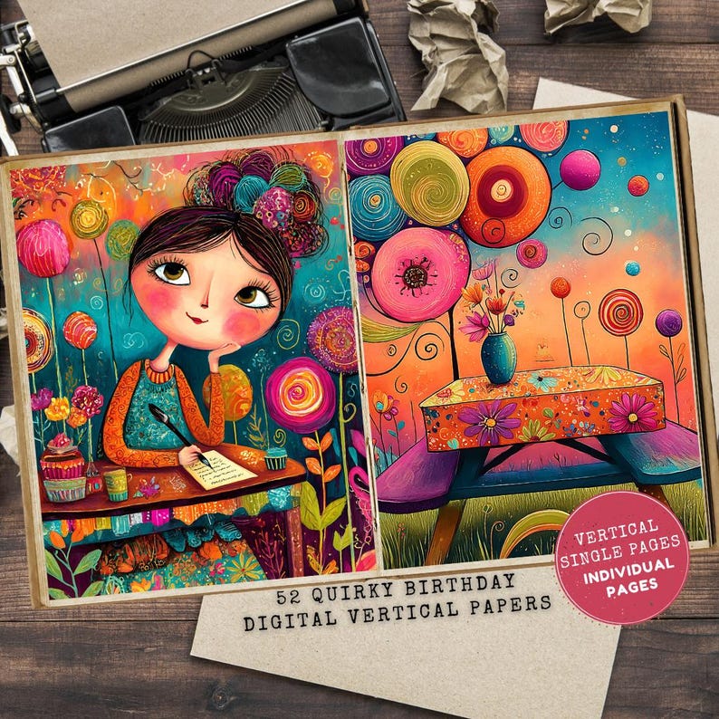 Quirky Birthday Junk Journal Pages: Colorful Ephemera for Celebrations ...