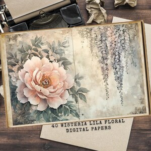 Wisteria Junk Journal Pages VOL2 - Printable Floral Ephemera - Digital ...