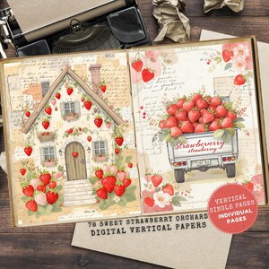 Strawberry Junk Journal Pages: Vintage Orchard Scrapbook Papers, Fruits ...