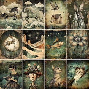 Surrealism Digital Paper: Fantasy Landscape Junk Journal, Surreal ...
