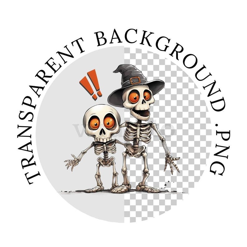 Funny Halloween Skeleton Clipart: Childish Hand Drawn Style Spooky ...