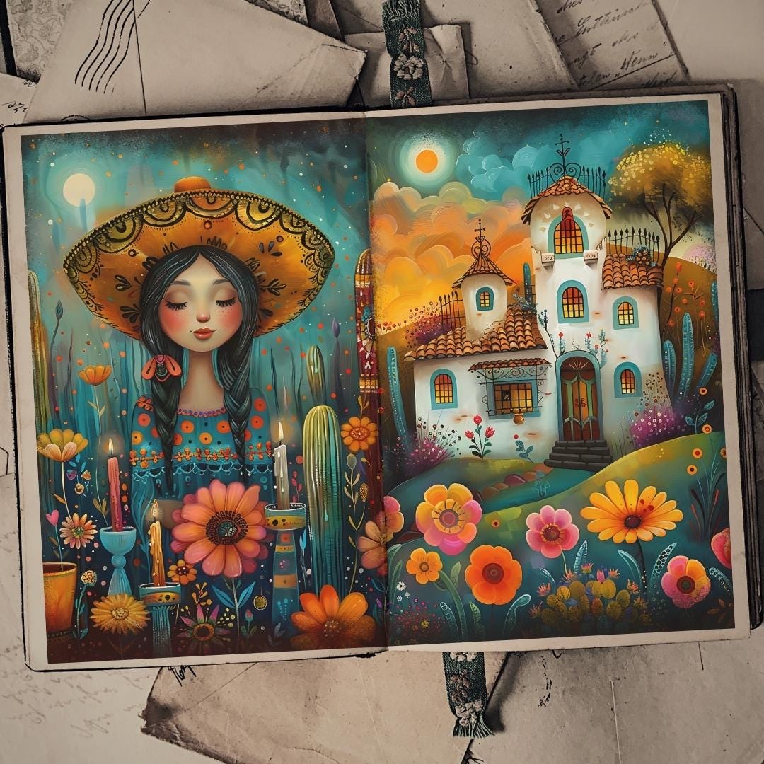 Colorful Mexican Fiestajunkjournalpages, Digital Scrapbook Paper ...