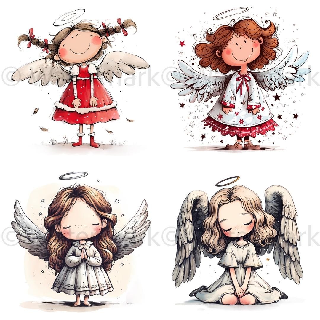 Cute Angel Clipart PNG Instant Download Commercial Use Cute Little ...