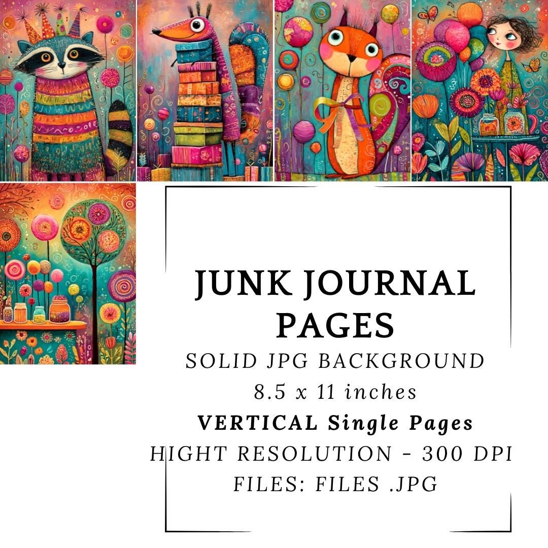Quirky Birthday Junk Journal Pages: Colorful Ephemera for Celebrations ...