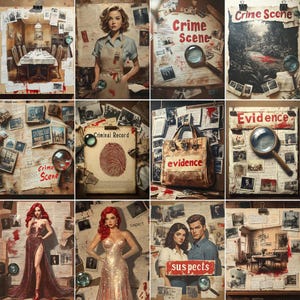 Detective Junk Journal Digital Papers, Mystery Crime Scene Scrapbook ...