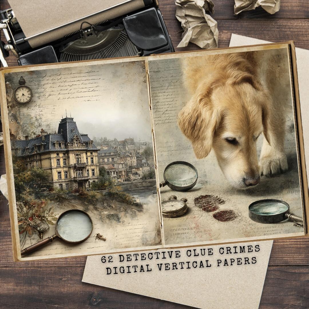 Detective Junk Journal Kit, Digital Scrapbook Paper, Mystery Case File ...