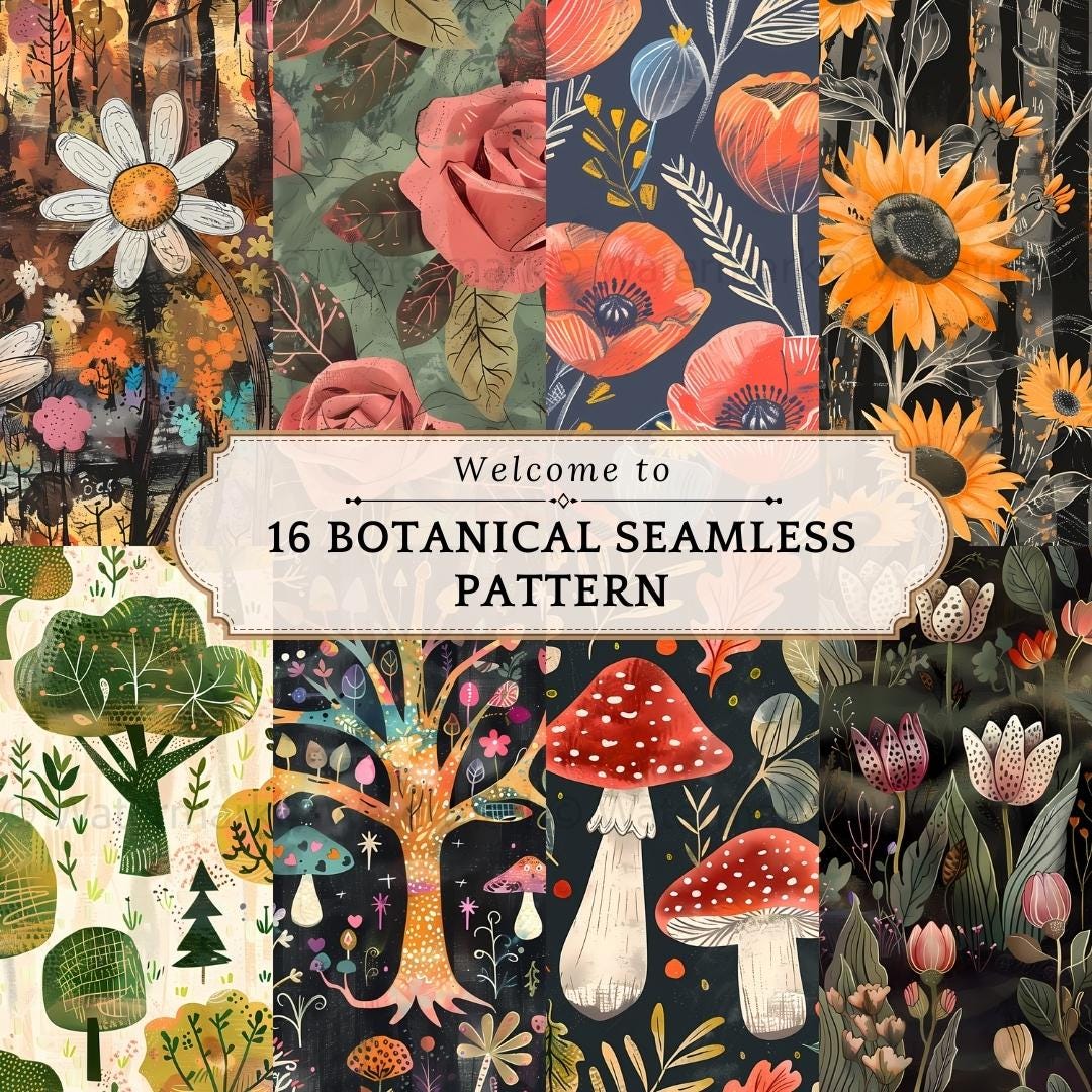 Botanical Floral Printable Paper seamless jpg Watercolor Seamless ...