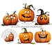 Halloween Pumpkins Clipart: Spooky Costume Pumpkins (PNG Digital ...