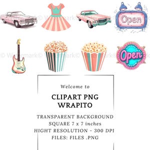 Sock Hop Clipart | Retro 50s Diner Graphics | Vintage Jukebox & Roller ...