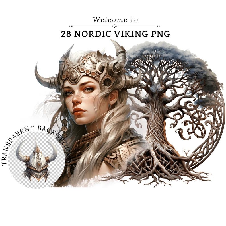 Nordic Viking Watercolor Clipart: Norse Mythology PNG (digital Download ...