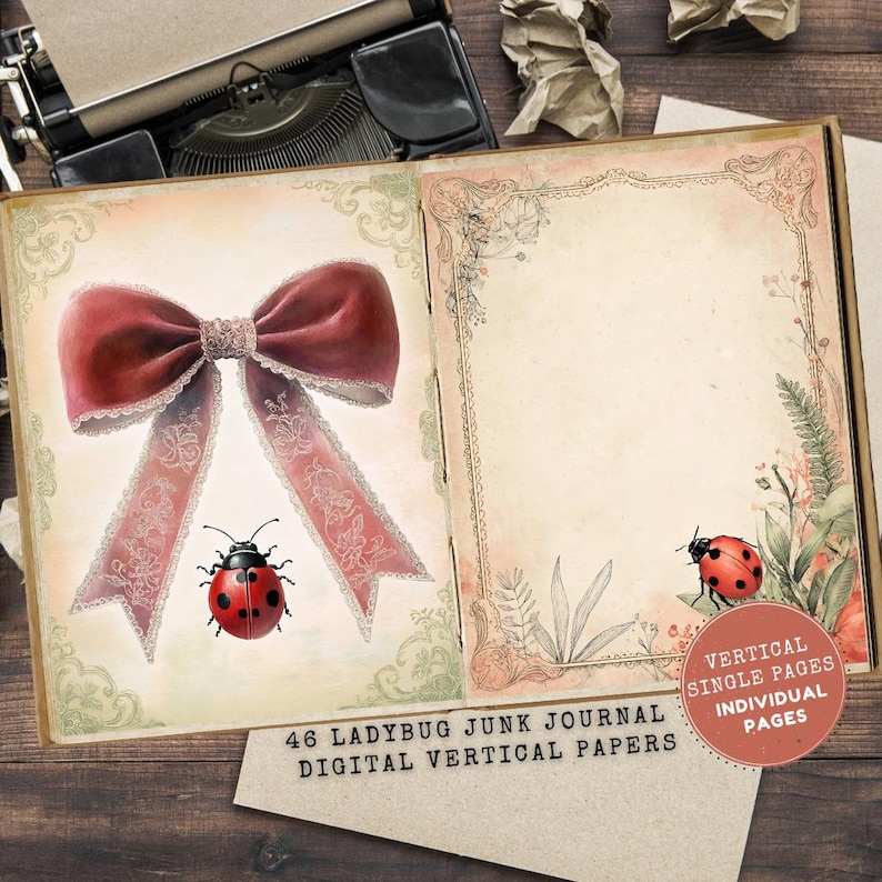 Ladybug Junk Journal Kit: Floral Garden Ephemera (digital Download ...