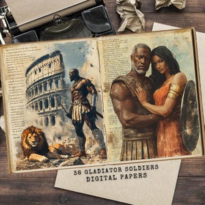 African American Gladiator Junk Journal Pages: Roman Soldier Ephemera ...