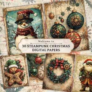 Steampunk Christmas Junk Journal Pages: Vintage Holiday Kit (digital ...