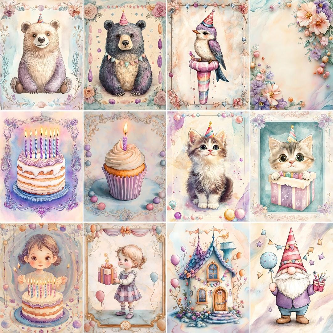 Birthday Junk Journal Kit Printable Pages Perfect for Scrapbooking and ...