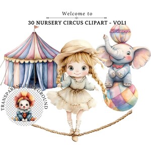 Watercolor Circus Animals Clipart: Pastel Carnival Graphics (digital ...