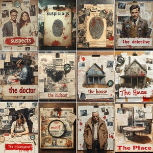 Detective Junk Journal Digital Papers, Mystery Crime Scene Scrapbook ...