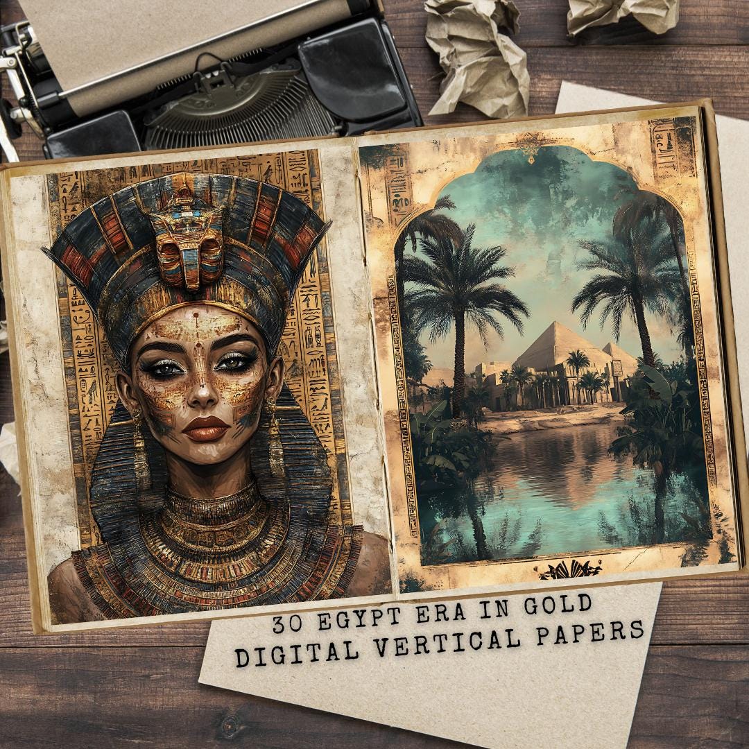 Egyptian Junk Journal, Printable Vintage Ephemera Kit, Unique Scrapbook ...