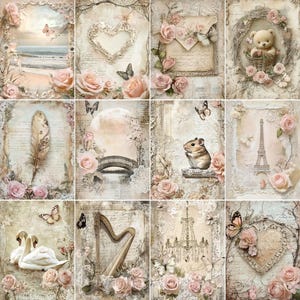 Vintage Lace & Roses Printable Paper: Scrapbook Journal Embellishments ...