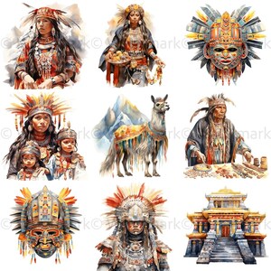 Inca Empire Clipart PNG: Watercolor Peruvian Designs (digital Download ...