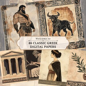 Greek Mythology Digital Paper: Ancient Symbols for Junk Journals ...