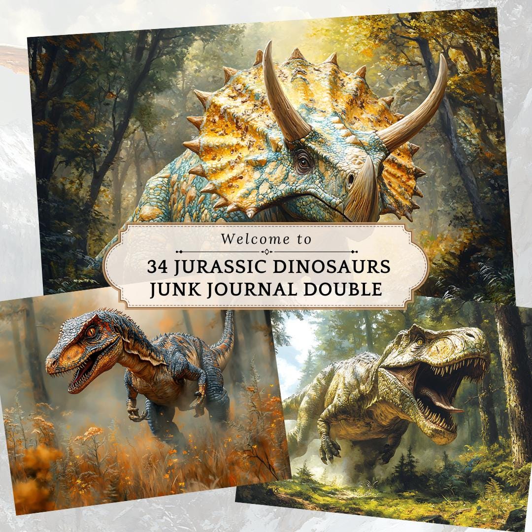 Dinosaur Junk Journal Kit - Vintage Ephemera - Printable Scrapbook ...