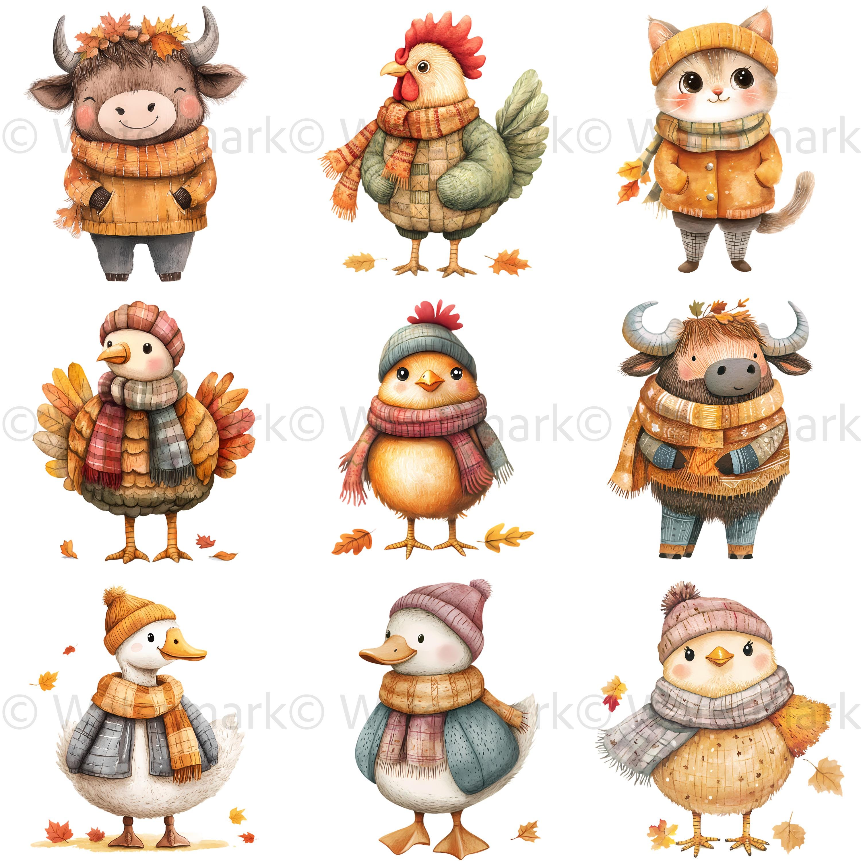 Cute Farm Animals clipart, Autumn Animals Clipart, Minimalist Animals ...