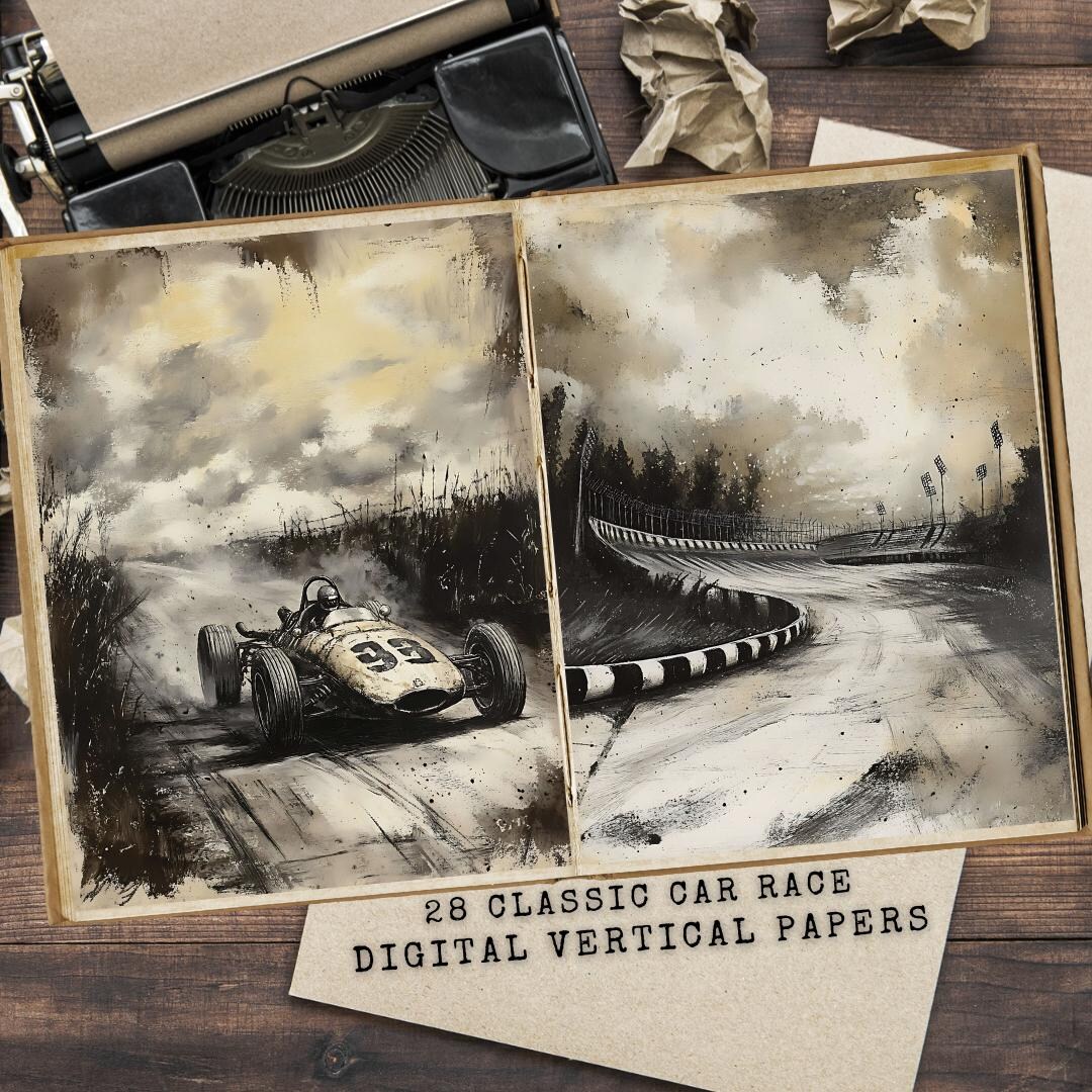 Vintage Auto Ephemera: Classic Car Junk Journal Kit, Racing Printable ...