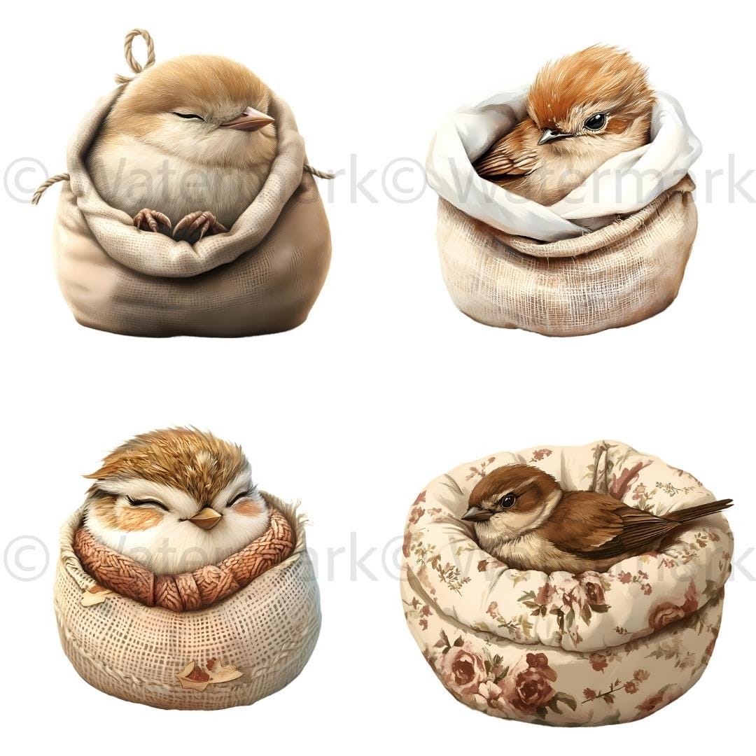 Cozy and Lazy Bird Clipart, Lazy Bird Png, Bird Lover Png, Sleeping ...