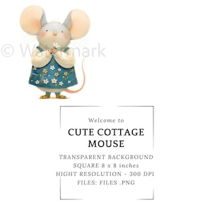 Cute Dressed Mouse Cartoon Digital PNG Characters, Clipart Mouse ...
