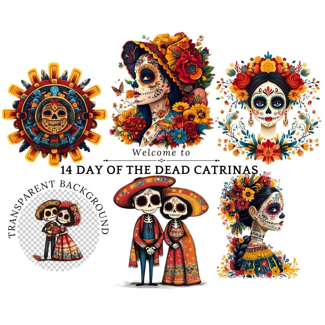 Catrina Watercolor Mexican Clipart Sugar Skull Mexican Heritage Clipart ...