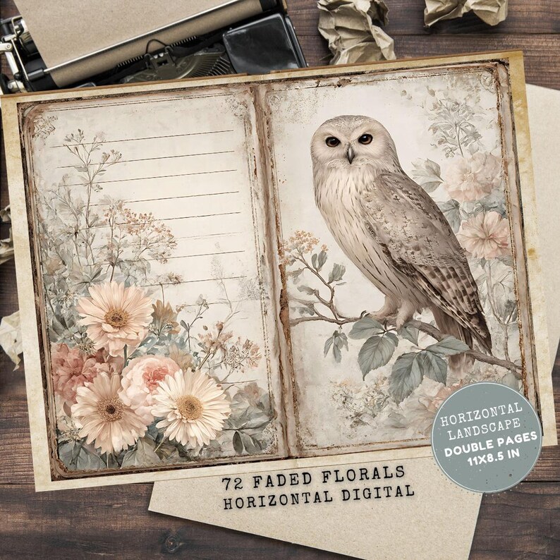 Faded Florals Junk Journal Pages: Shabby Chic Vintage Ephemera (digital ...