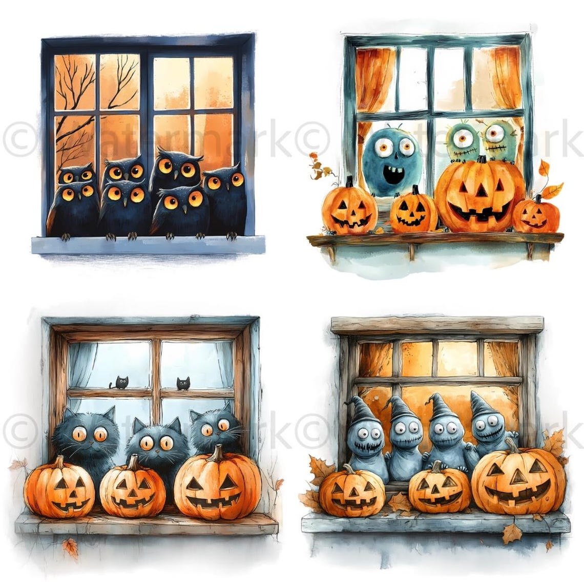 Halloween Windowsill Clipart: Spooky Window PNG (instant Download) - Etsy