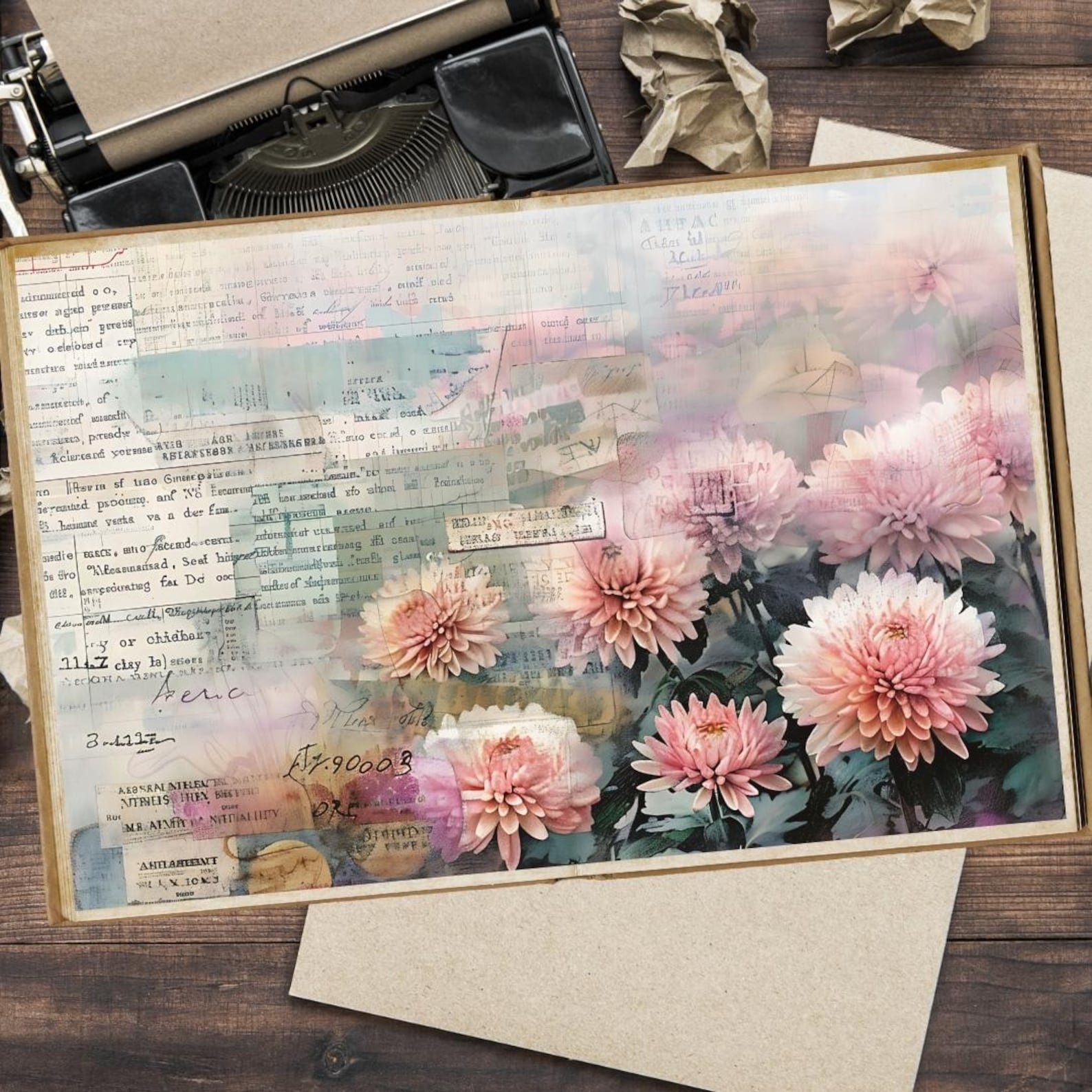 Vintage Floral Junk Journal Kit: Romantic Collage Backgrounds Printable ...