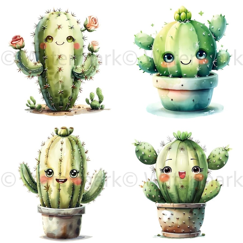 Cute Watercolor Cactus Clipart Desert Mexican Cactus Clipart PNG Files ...