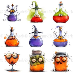 Watercolor Witch Potion Clipart Bundle: Halloween Digital Download - Etsy