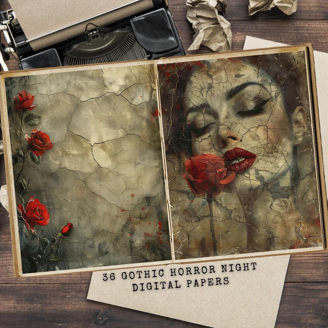 Vintage Gothic Vampire Woman Junk Journal Kit: Horror Scrapbooking ...