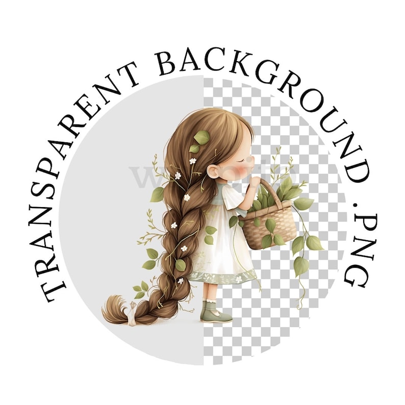 Garden Whimsy Flower Girl Clipart, Cute Girl Clipart, Garden Girl ...