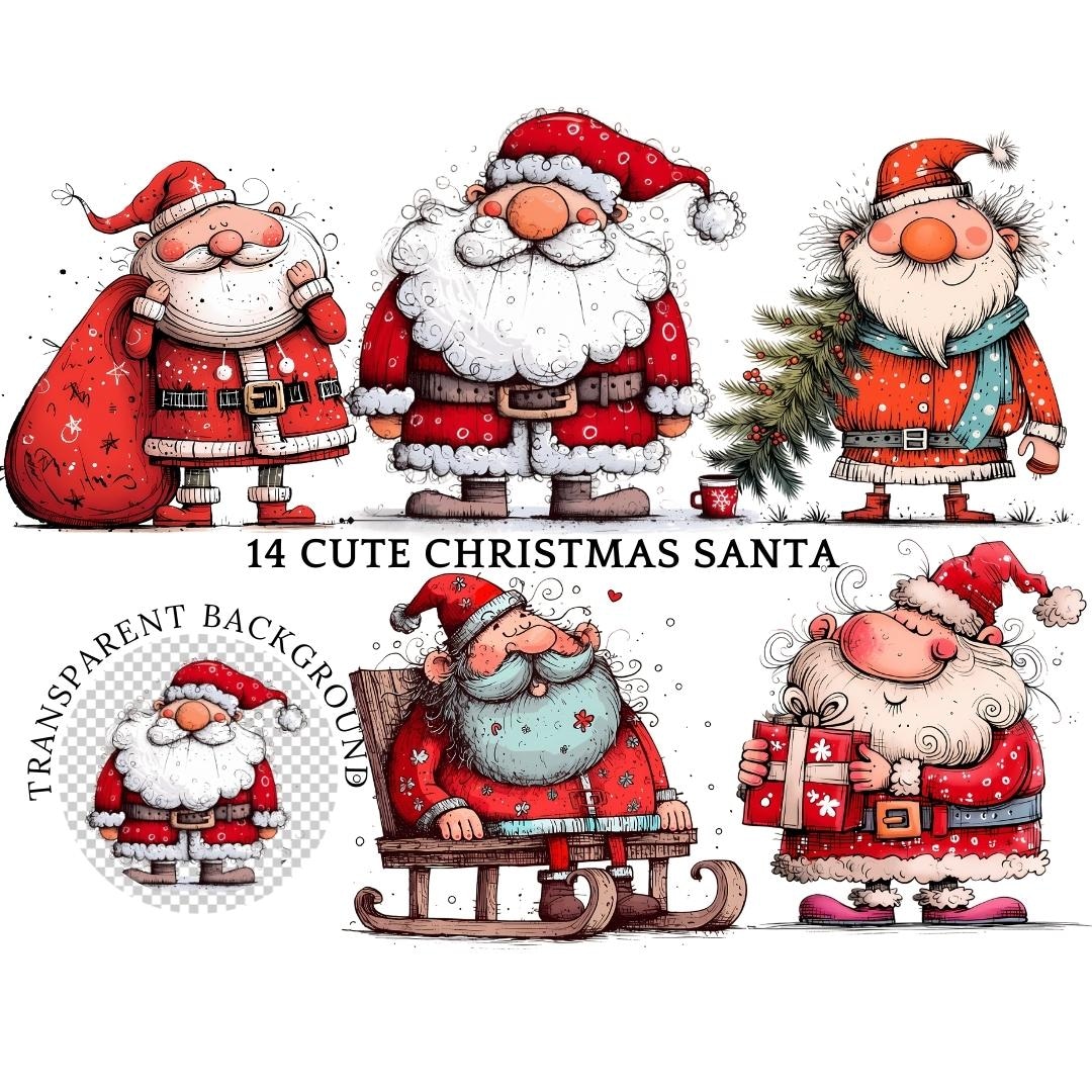 Cute Santa Clipart, Christmas Santa Png, Santa Lover Png, Funny Santa ...