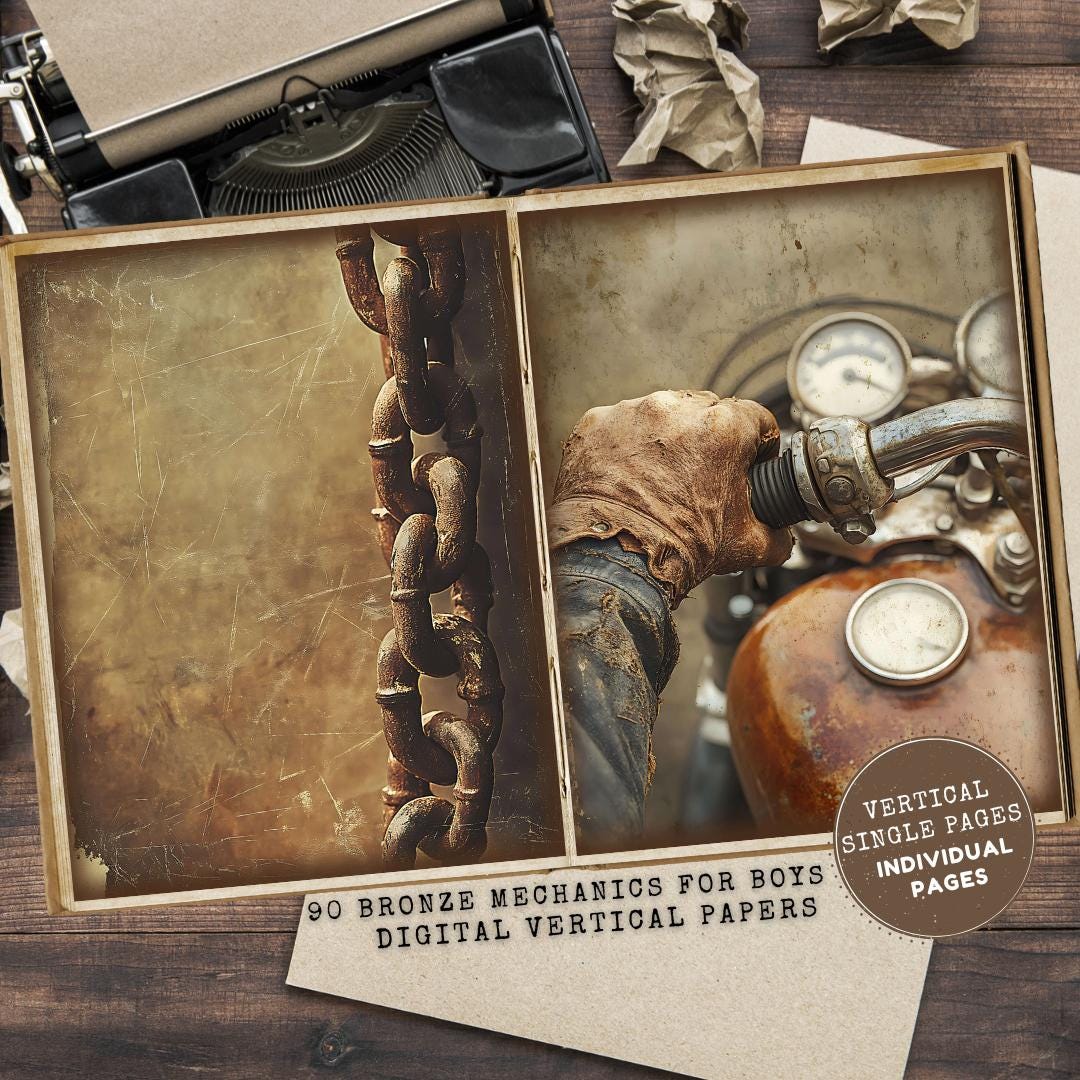 Masculine Junk Journal Papers: Vintage Grunge Textures, Printable Pages ...