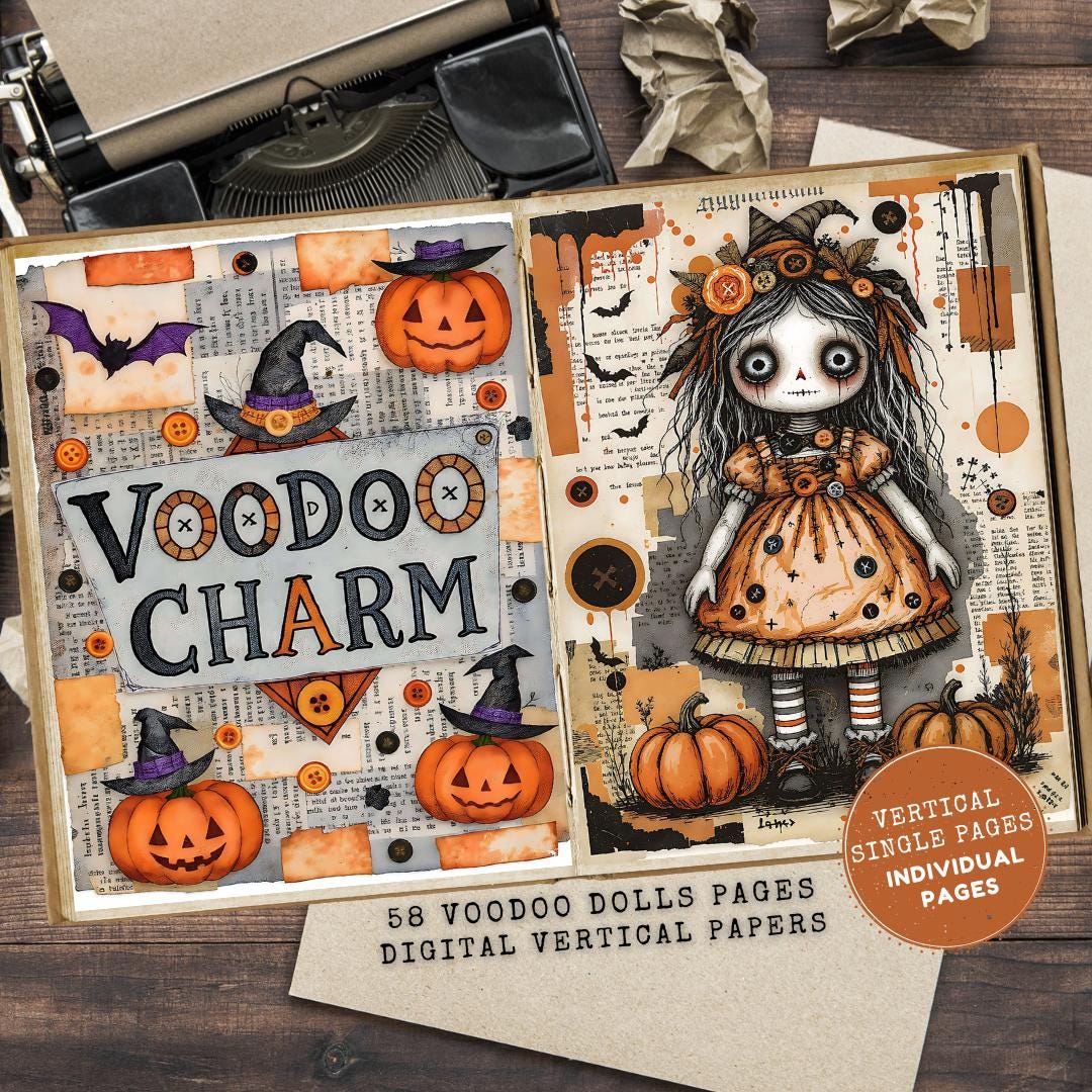 Voodoo Dolls Junk Journal Kit: Halloween Ephemera, Printable Witch ...