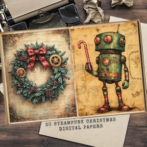 Steampunk Christmas Junk Journal Pages: Vintage Holiday Kit (digital ...
