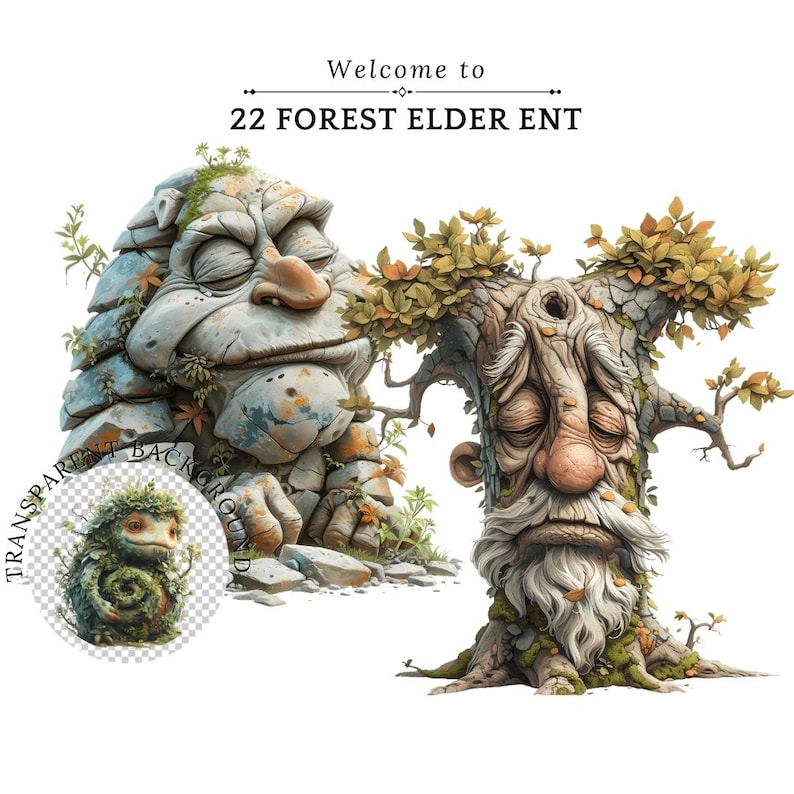 Forest Elder Ent Troll Clipart: Whimsical Moss-covered PNG (digital ...