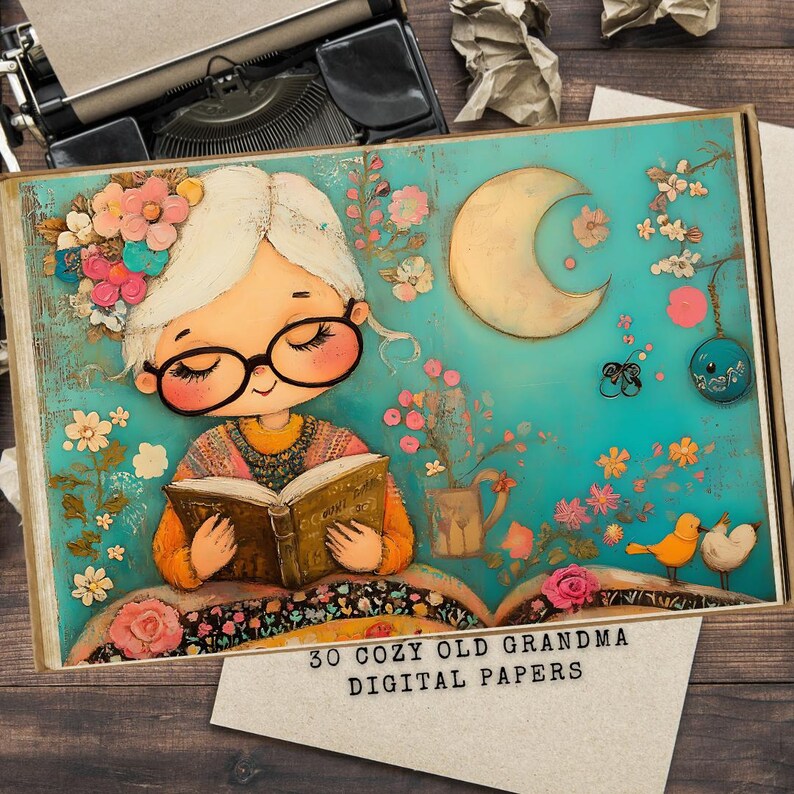 Grandma Cartoon Junk Journal Pages – Printable Ephemera (digital ...