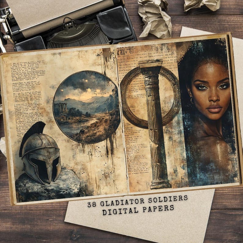 African American Gladiator Junk Journal Pages - Digital Scrapbook Kit ...