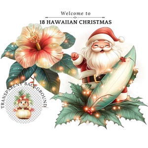 Hawaiian Christmas Clipart | Tropical Holiday Watercolor Clipart ...