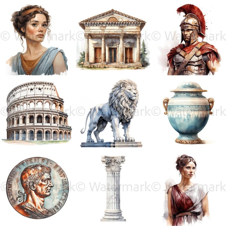 Roman Empire Clipart PNG, Digital Watercolor Illustration of Ancient ...