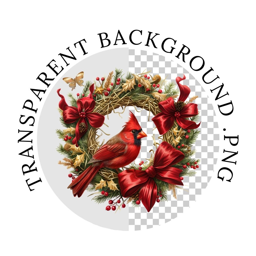Christmas Wreaths With Cardinals PNG Designs, Red Cardinal Clipart ...