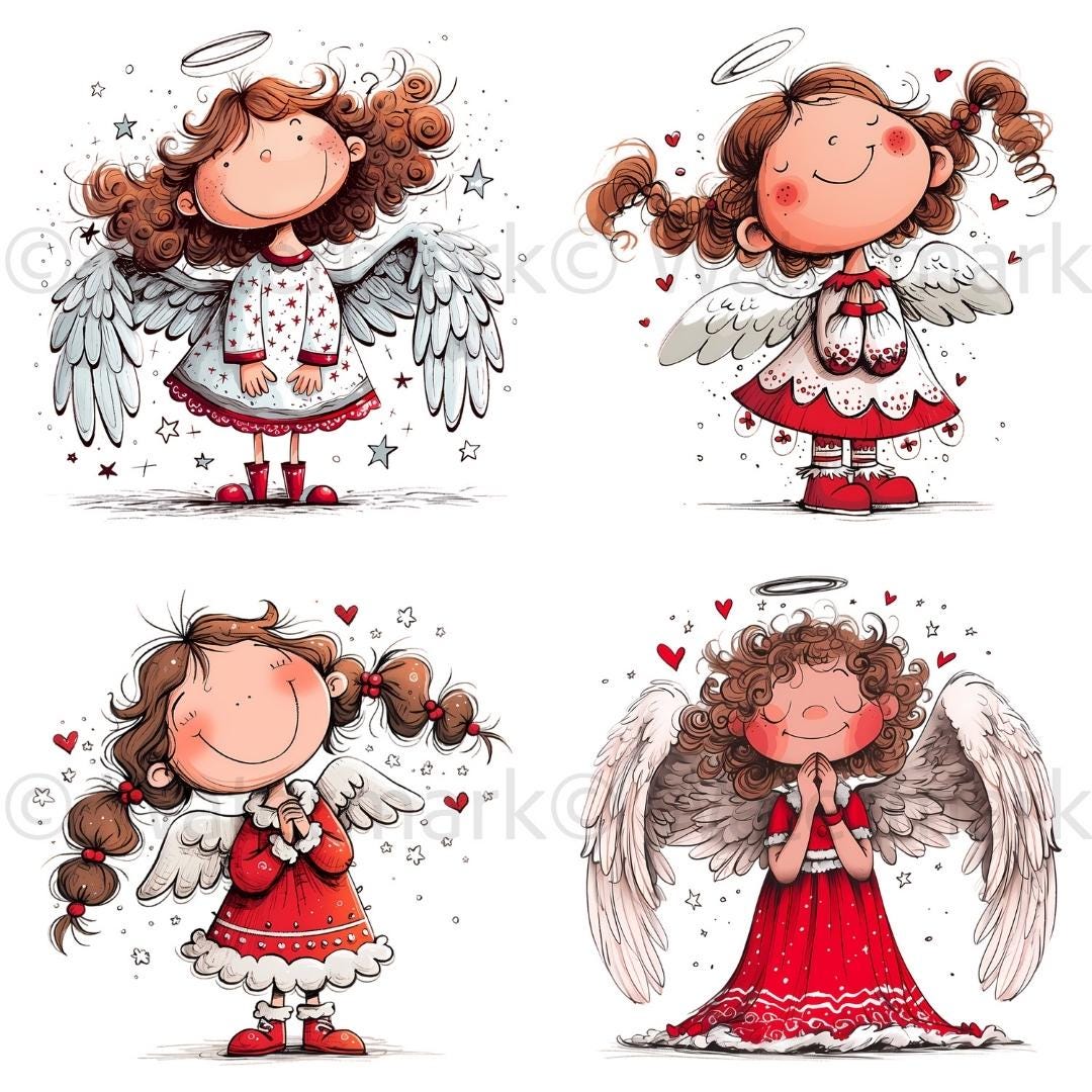Cute Angel Clipart PNG Instant Download Commercial Use Cute Little ...