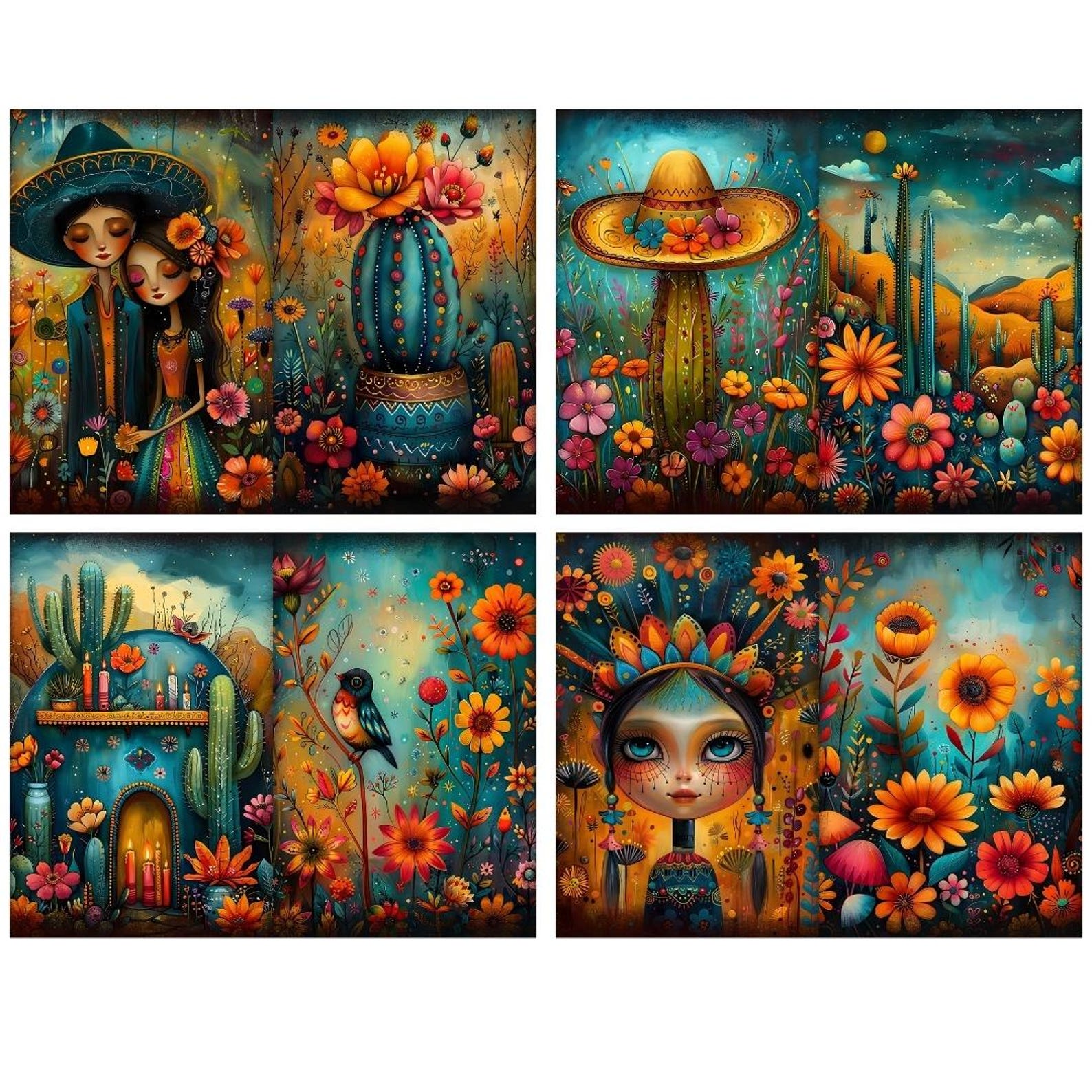 Colorful Mexican Fiesta junk journal pages, Digital Scrapbook Paper ...